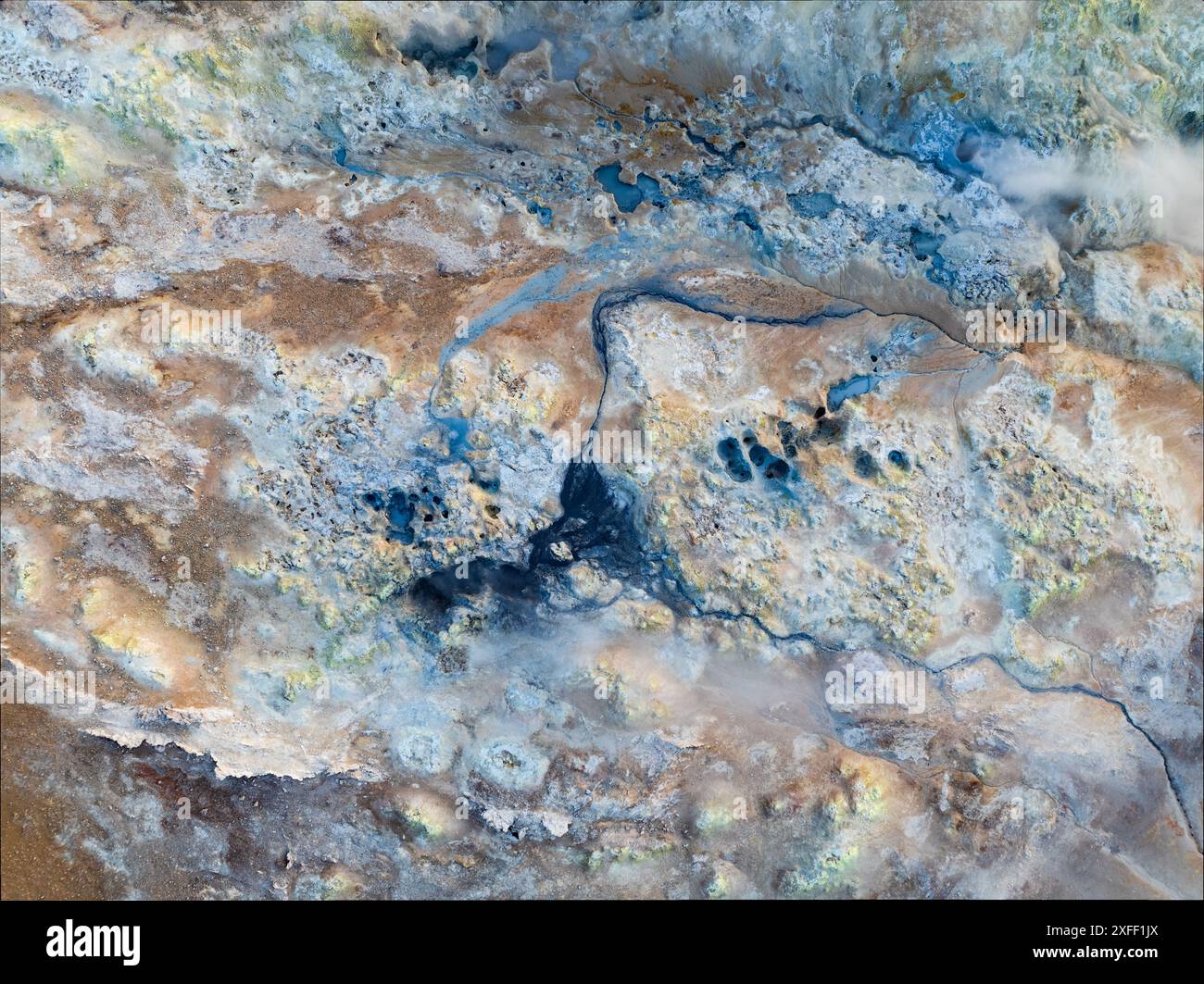 View from above, stunning aerial view of Námafjall Geothermal Area also ...