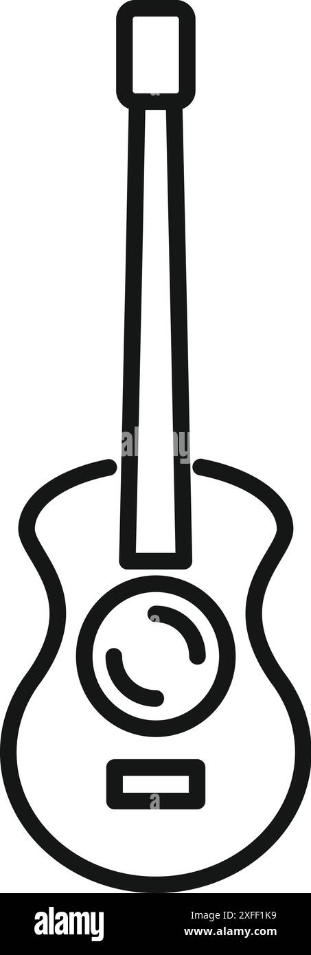 Simple line drawing of a guitar with a long neck and rounded body Stock ...