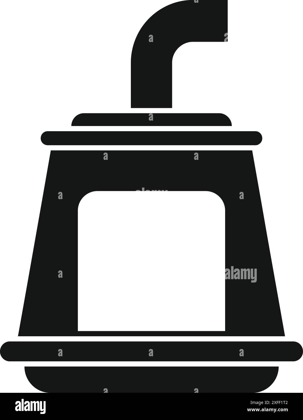 Black silhouette of a modern chimney emitting smoke from a house roof ...