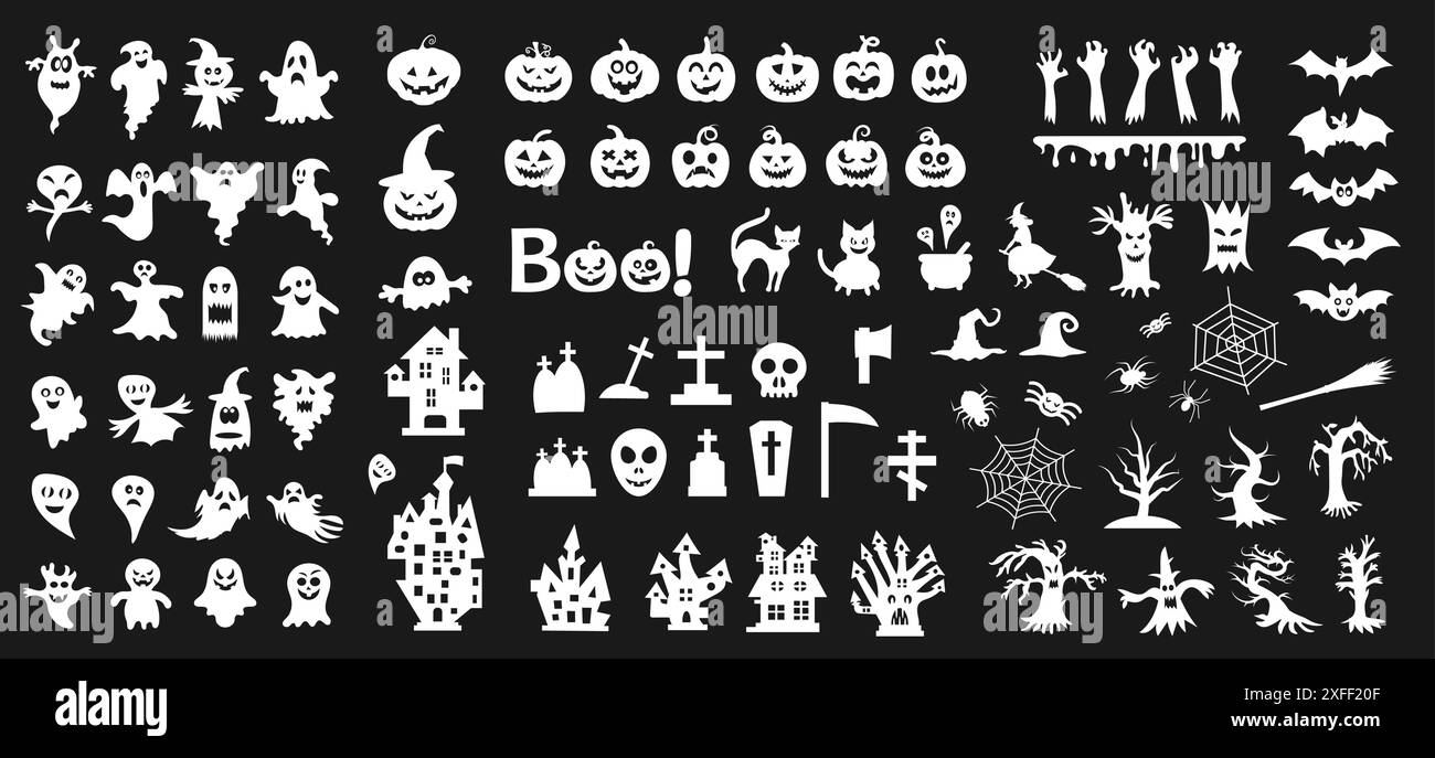 Set of silhouettes of Halloween Stock Vector Image & Art - Alamy