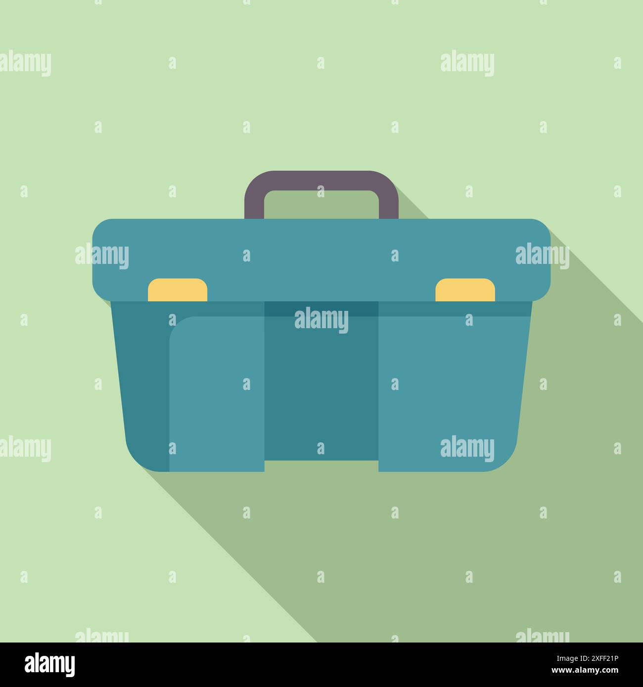 Blue plastic toolbox with metal locks is closed, representing tools ...