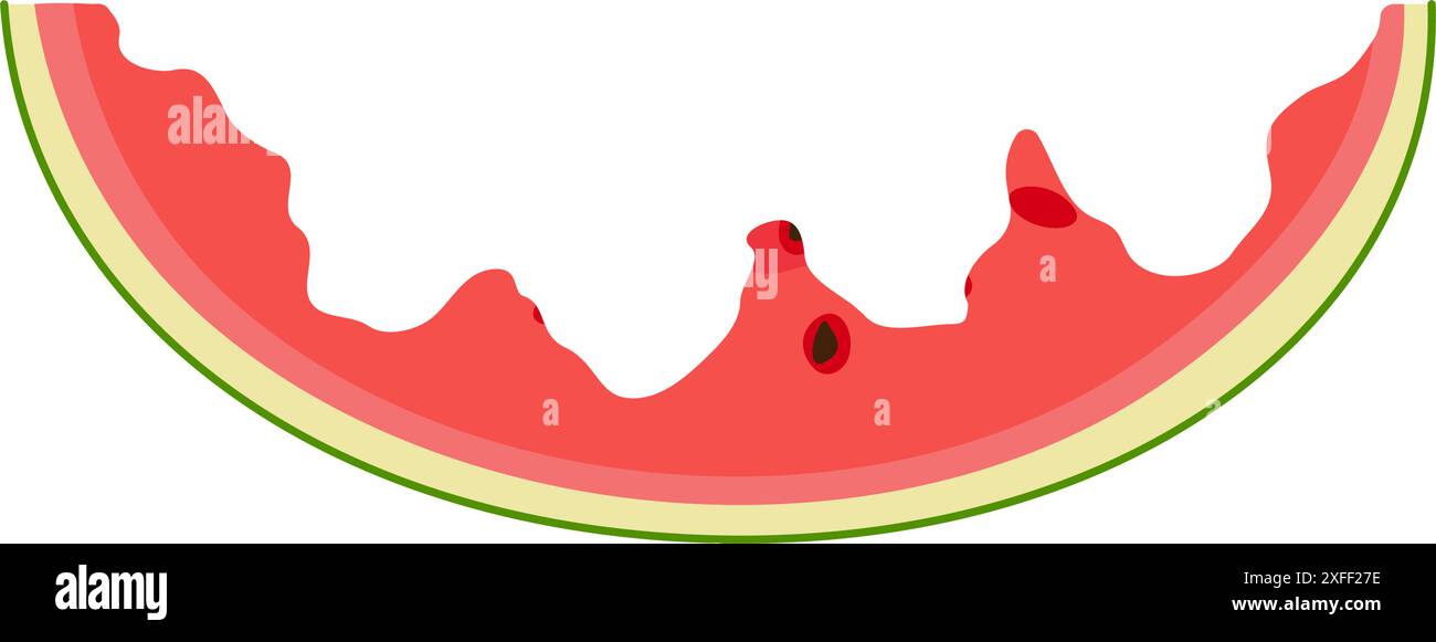 Watermelon rind. Bitten watermelon slice with green rind and red flesh ...