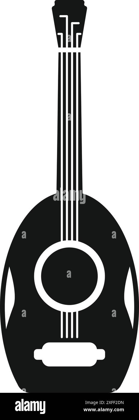 Black and white silhouette of a mandolin, a stringed musical instrument ...