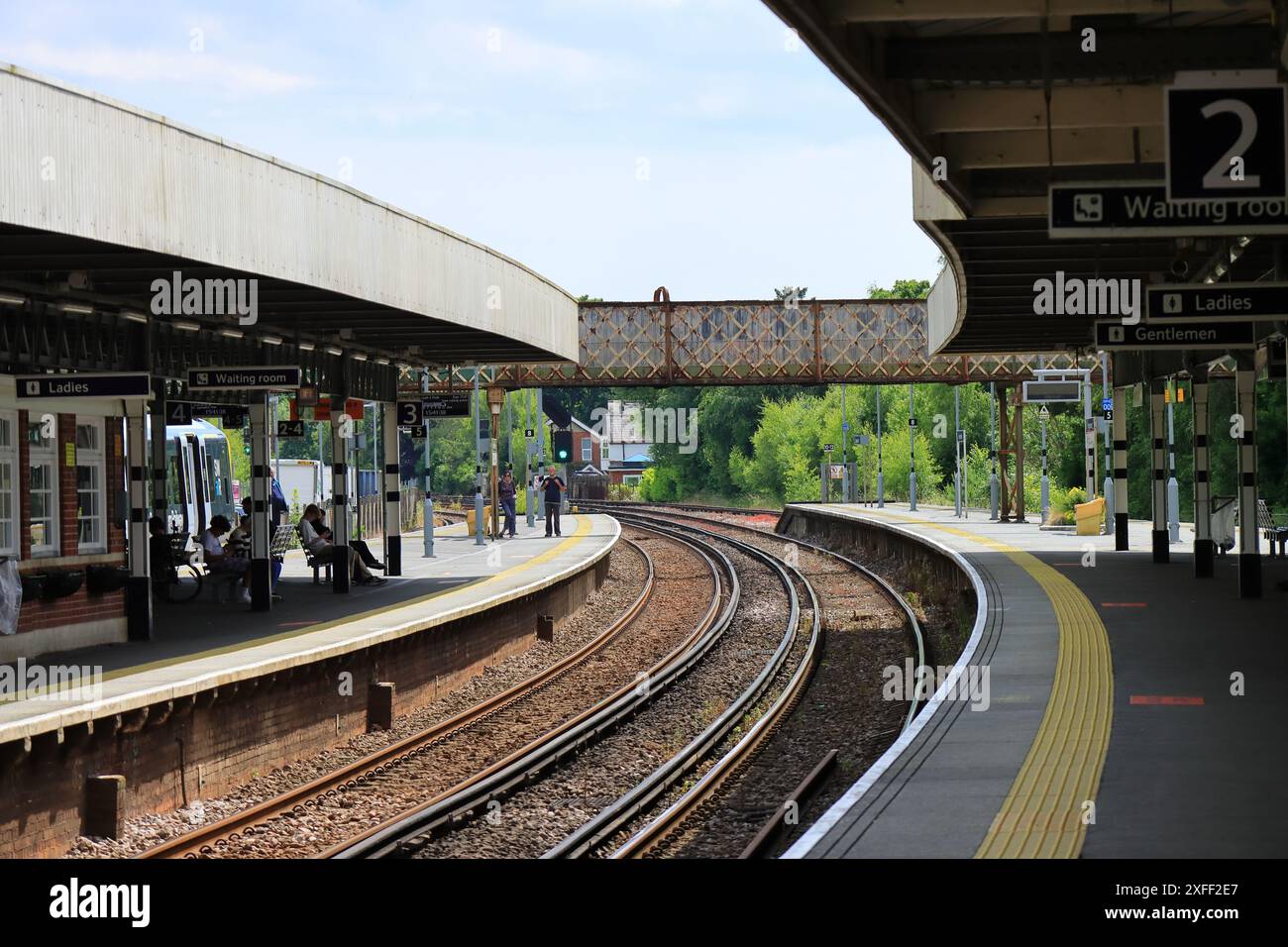 Brockenhurst Station, England. 18 June 2024. A view of the rail tracks ...