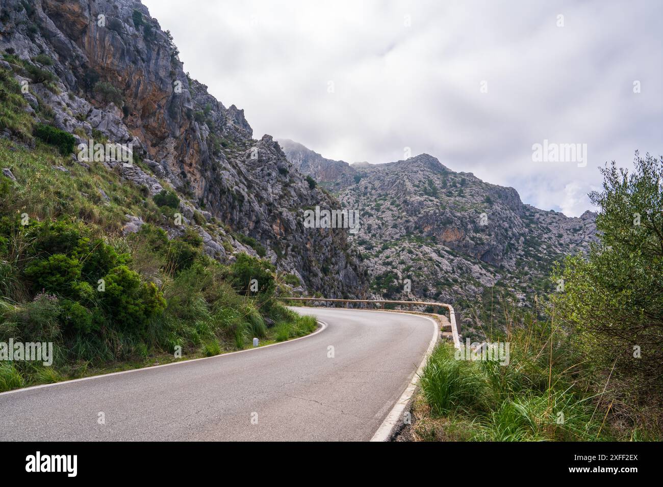 Clouds on the famous winding road in Sa Calobra on the island of ...