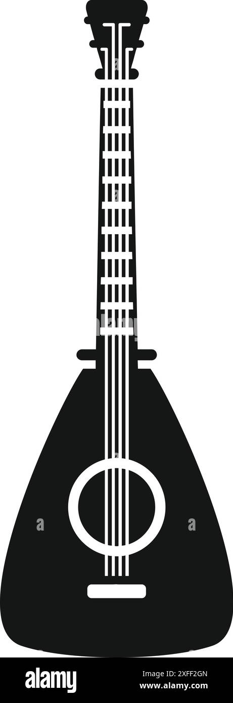 Black and white silhouette of a mandolin, a stringed musical instrument ...