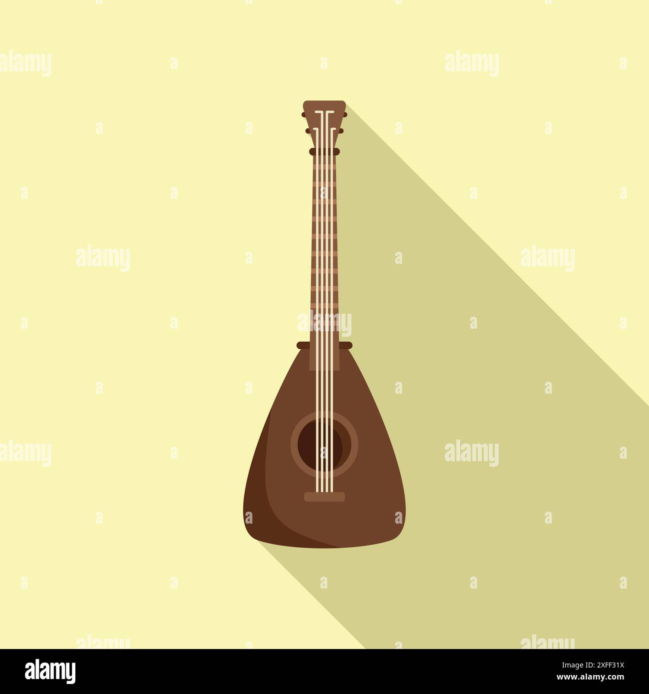 Minimalist illustration of a traditional lute instrument standing ...