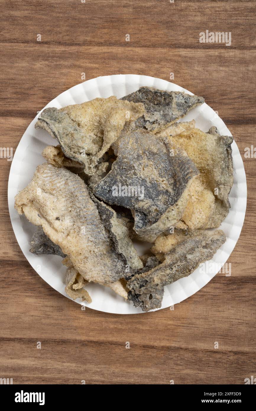 top view ready-to-eat grilled fish skin at vertical composition Stock ...