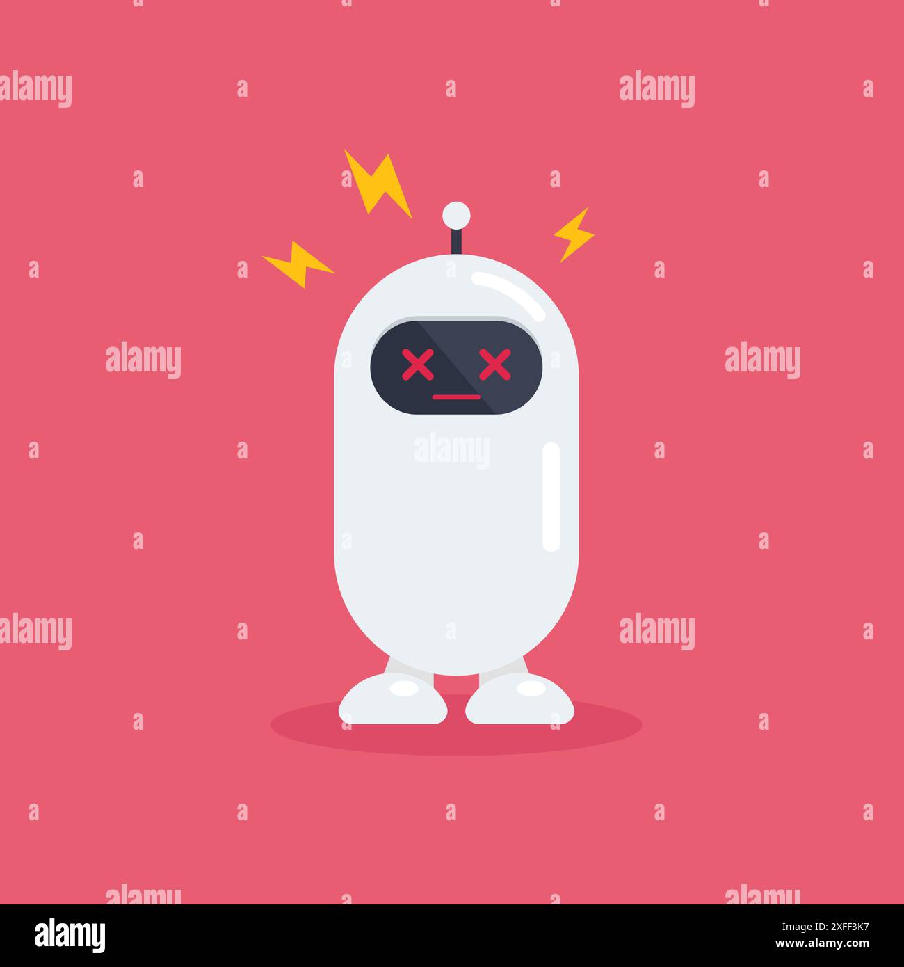 Crash broken error mini robot with spark. Cyborg Technology and ...