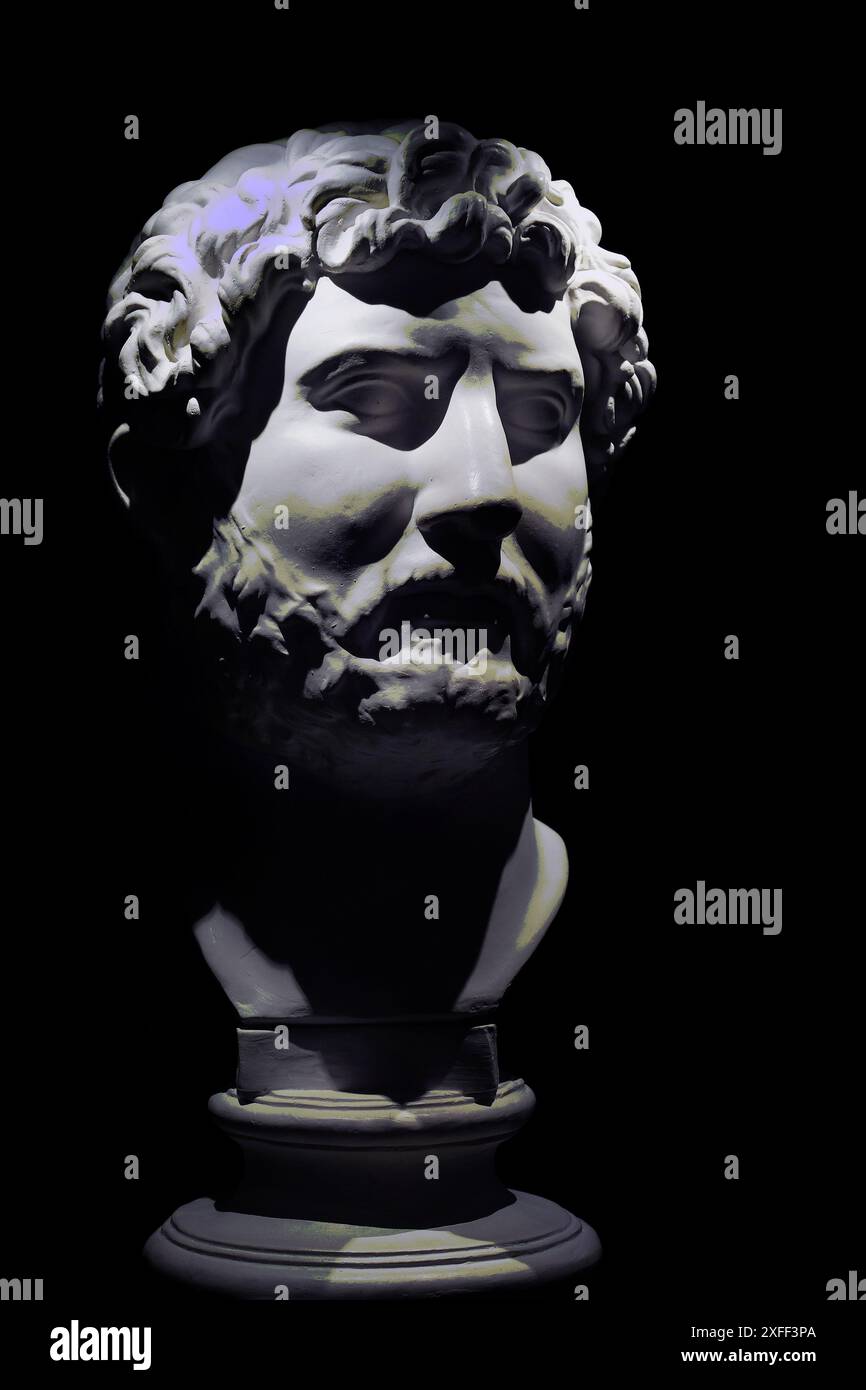 Roman bust head carving at Vindolanda Stock Photo - Alamy