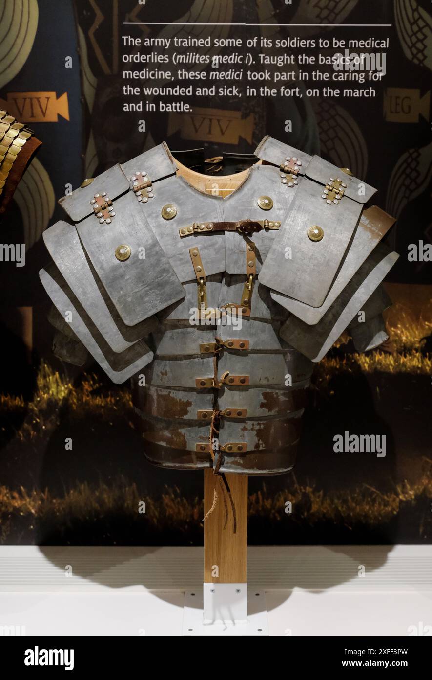 Roman soldier armpour, weapons and helmets at Vindolanda museum Stock ...