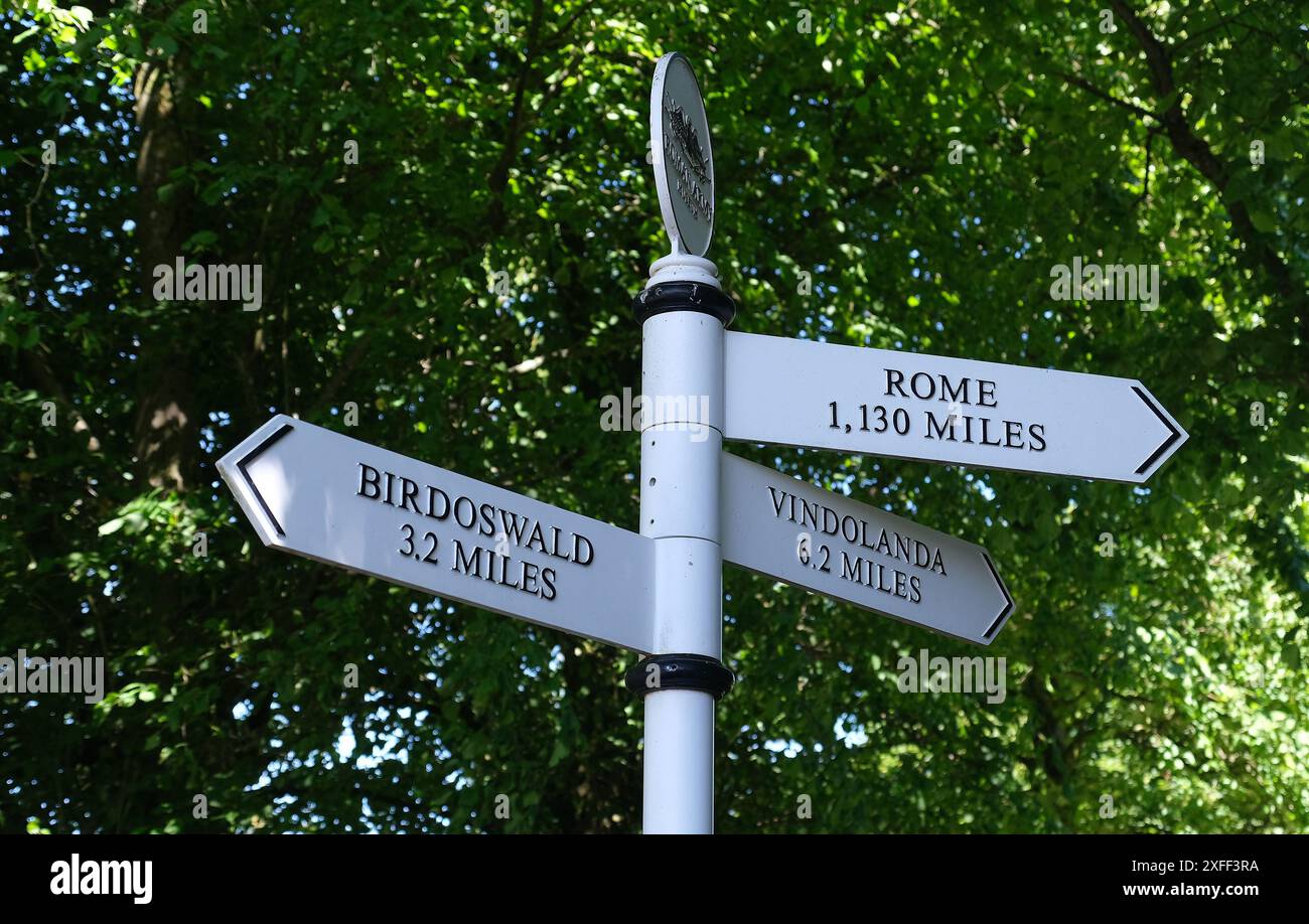 Sign post at the roman Army Museum, Hexham, Northumberland, UK Stock ...