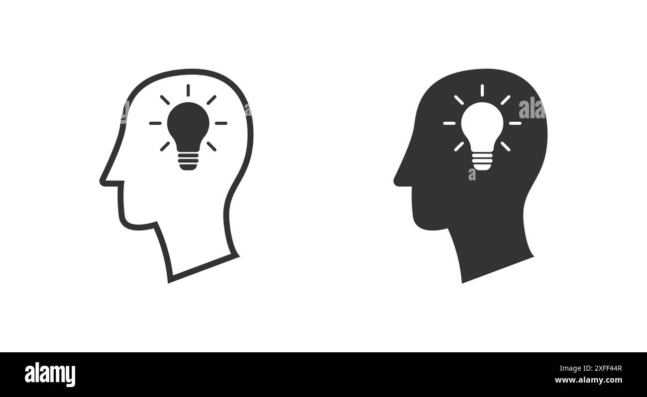Human head silhouette light bulb Cut Out Stock Images & Pictures - Alamy