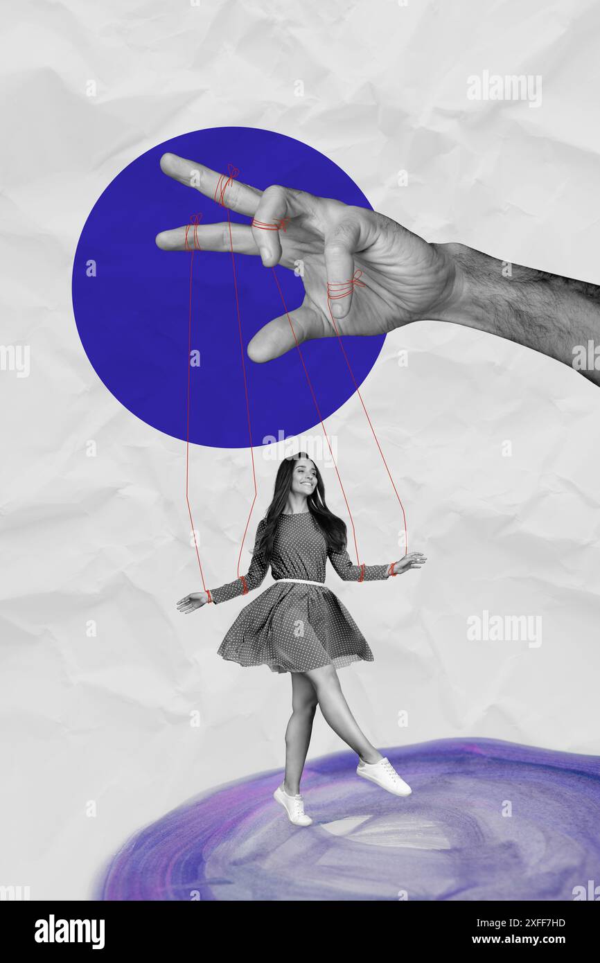 Composite trend artwork sketch image photo collage of huge hand appear ...