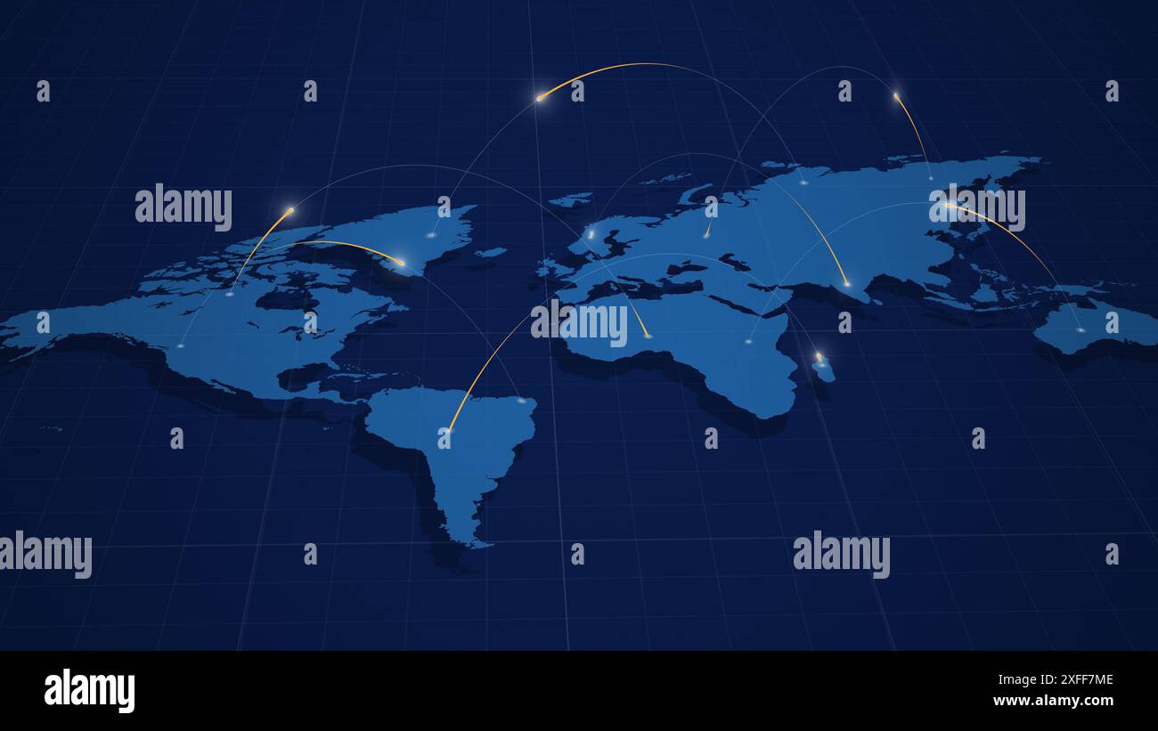 World map with global connection network concept Stock Photo - Alamy