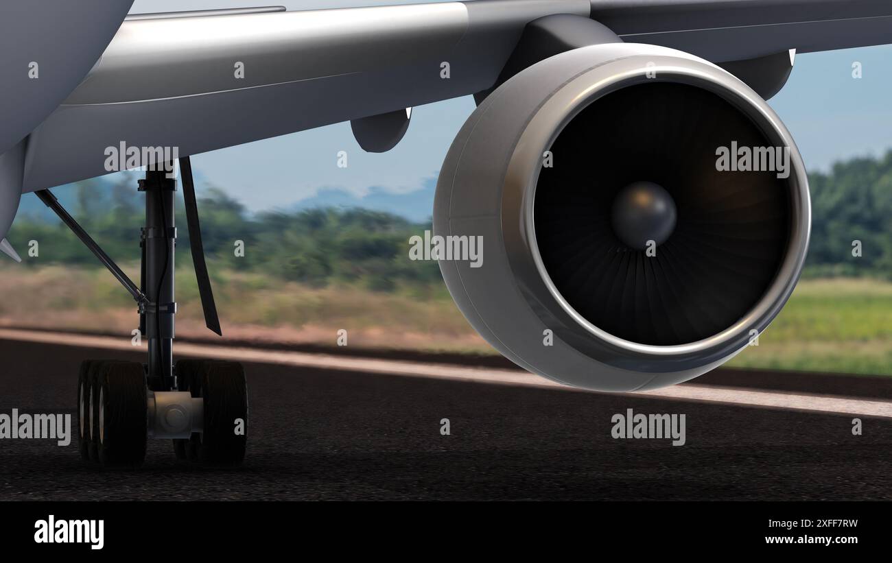 Close up View of Airplane jet Engine on runway Stock Photo - Alamy