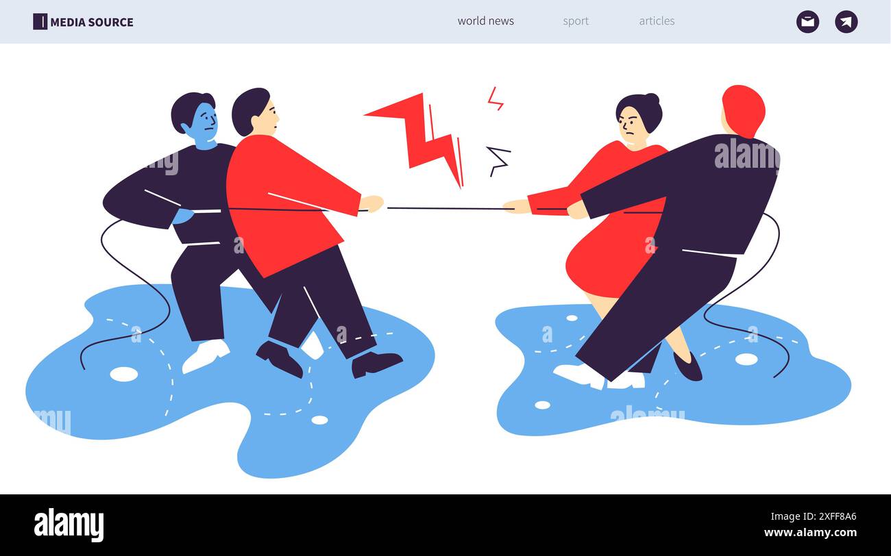 Men pulling rope Stock Vector Images - Alamy