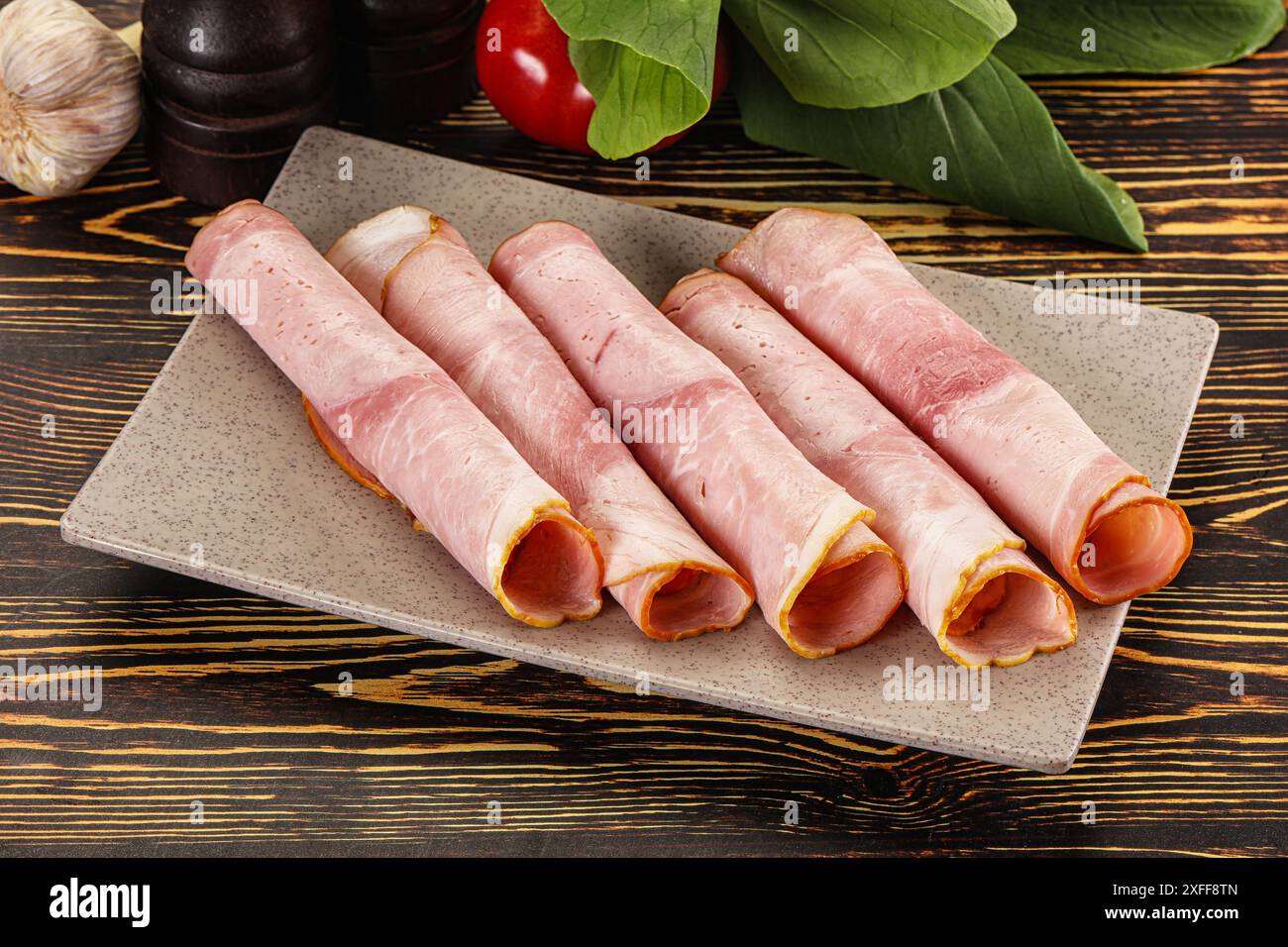 Italian sausage Prosciutto cotto ham appetizer Stock Photo - Alamy