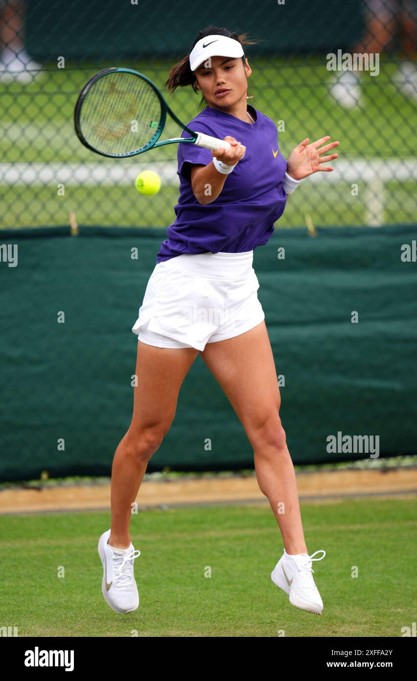 Emma Raducanu during a training session on day three of the 2024 ...