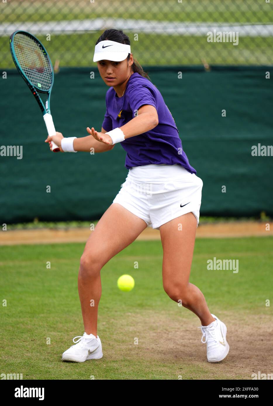 Emma Raducanu during a training session on day three of the 2024 ...
