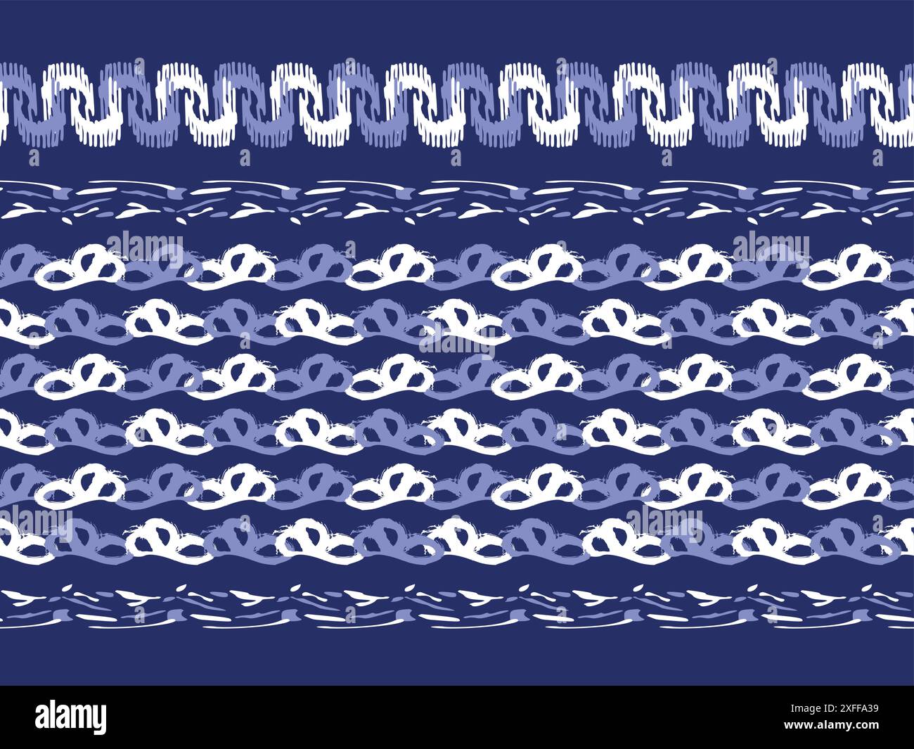 Indigo blue to dye effect abstract vector seamless border pattern ...