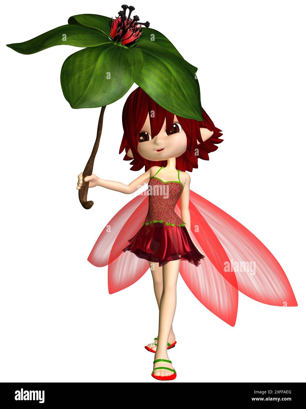 Umbrella on green leaves Cut Out Stock Images & Pictures - Alamy