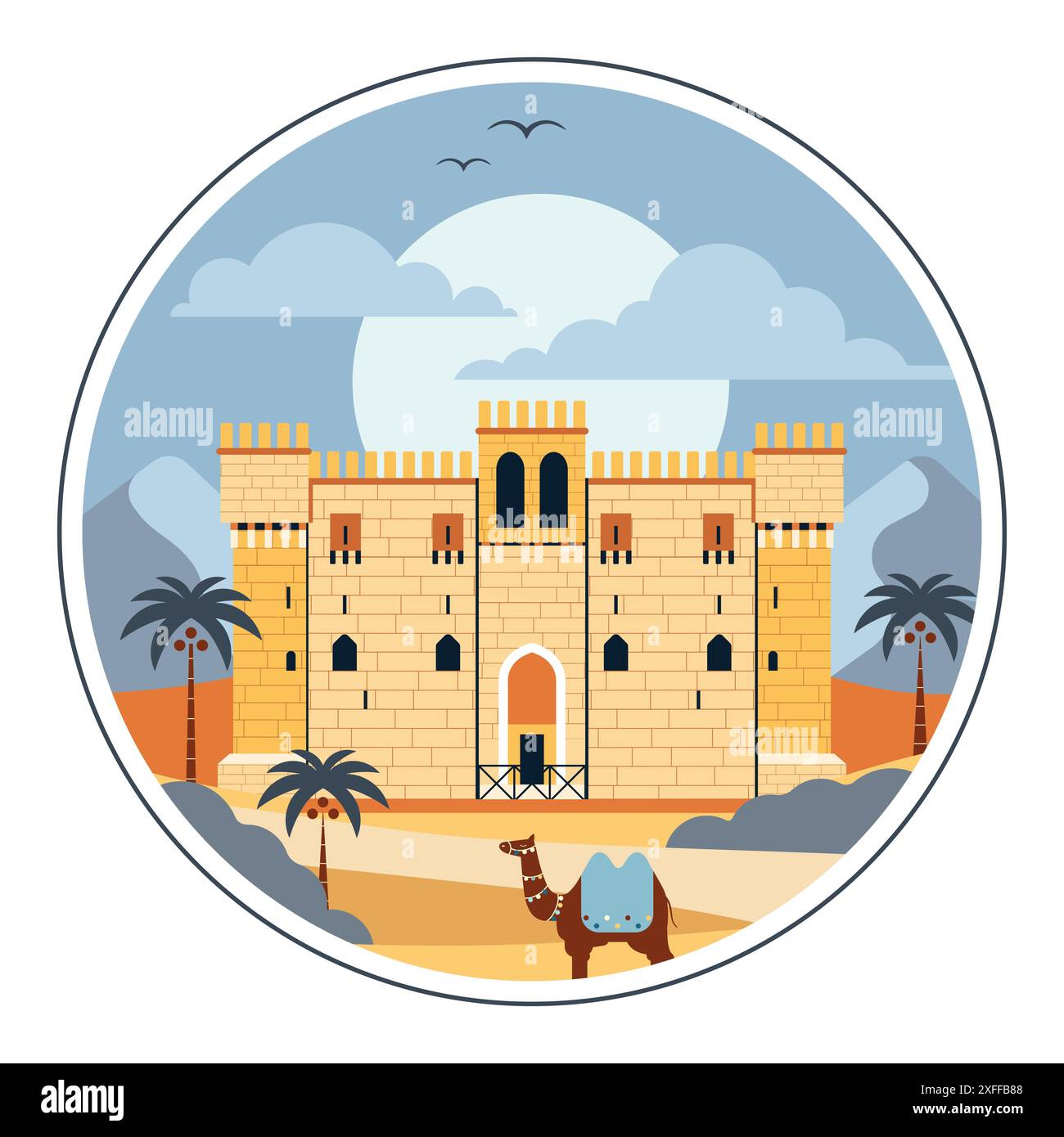 Travel to Egypt Circle Scene with Fortress Stock Vector Image & Art - Alamy