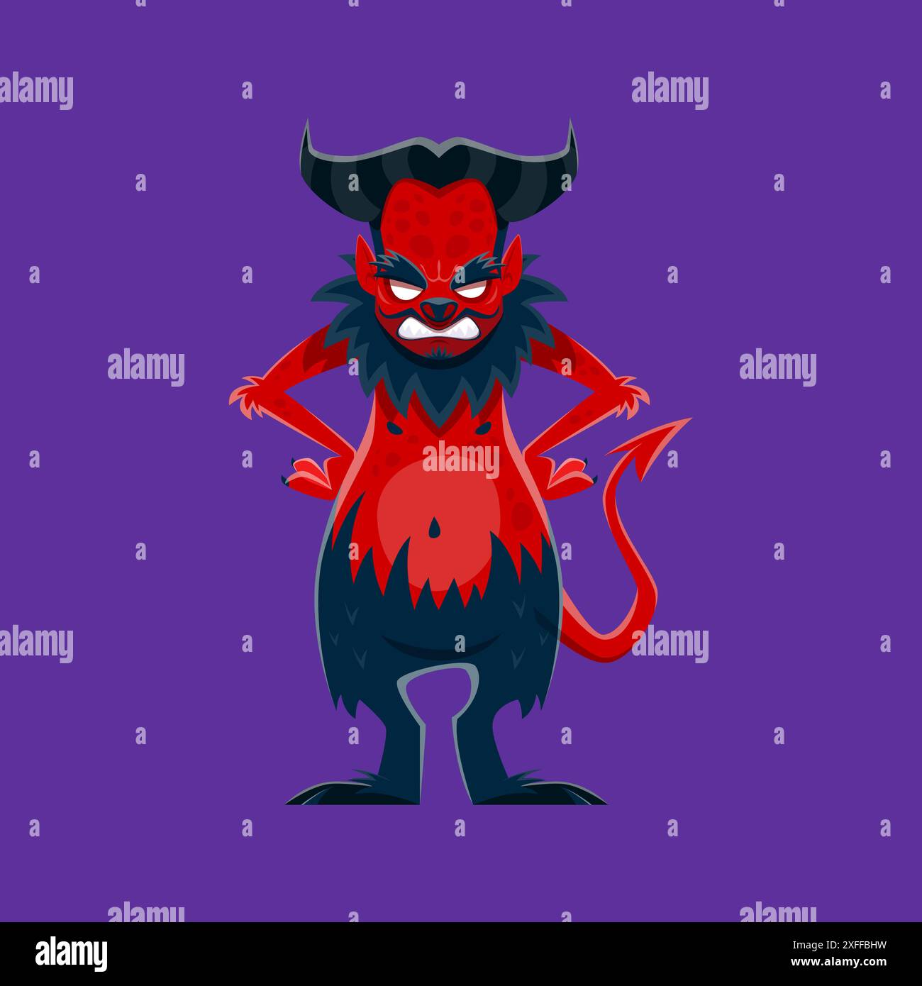 Cartoon Halloween devil evil character. Vector creepy imp personage ...