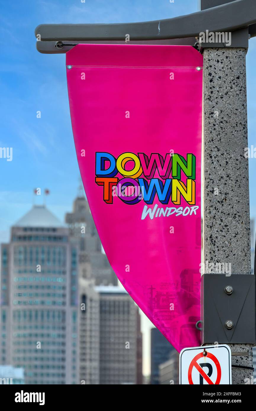 Downtown banner in Windsor, Ontario, Canada Stock Photo - Alamy