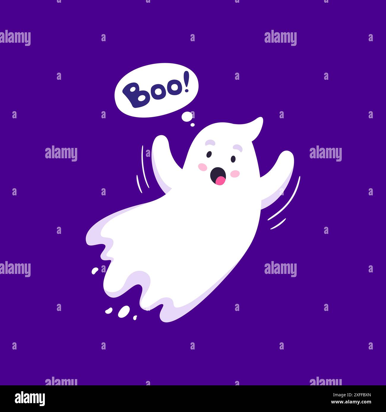 Funny cartoon Halloween kawaii ghost character with cute mischievous ...
