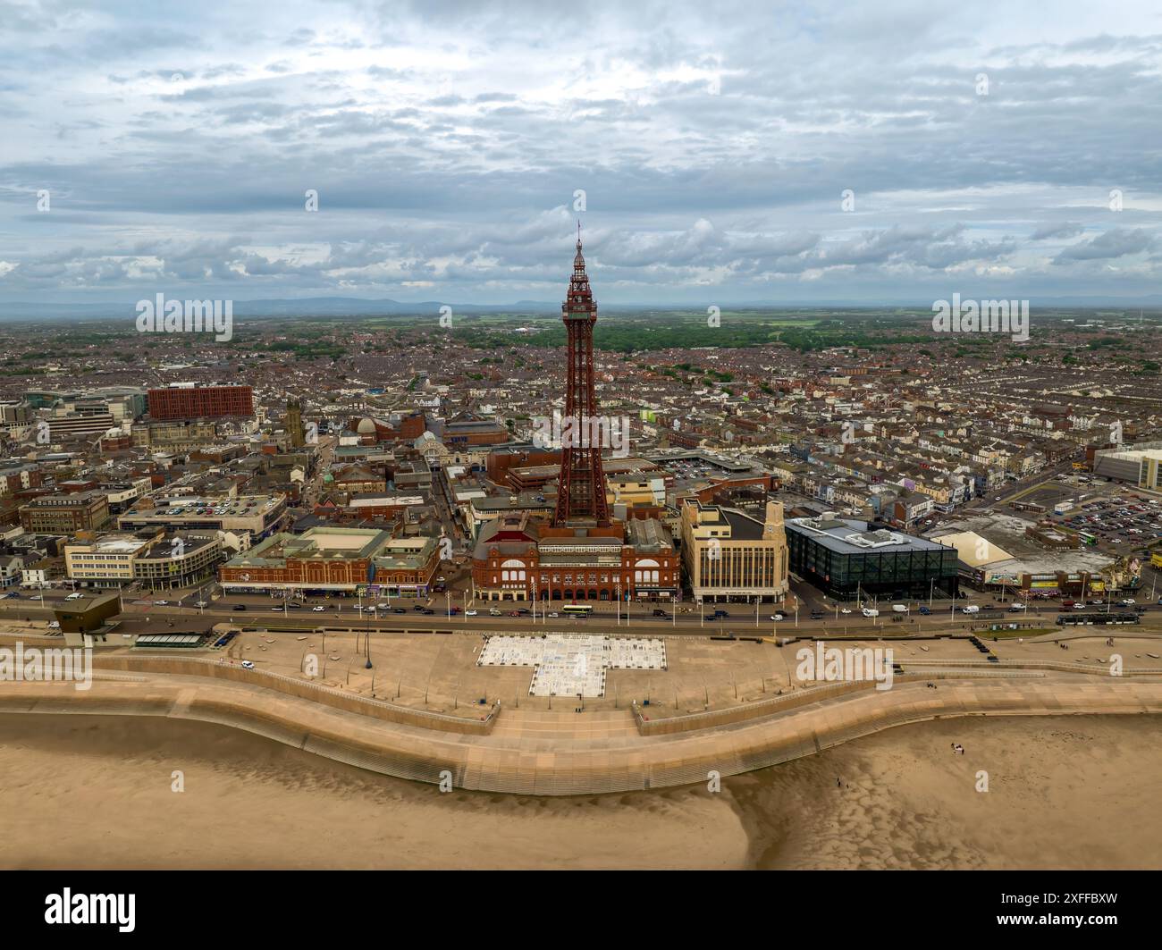 Blackpool Tower and Central and north pier Stock Photo - Alamy