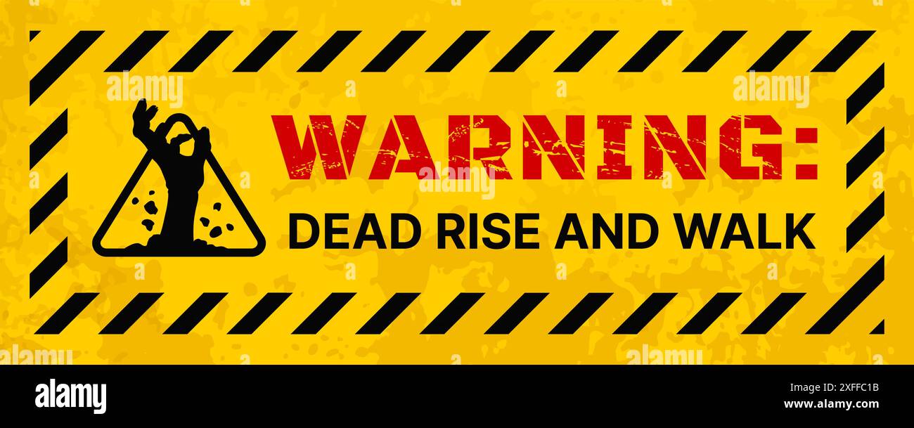 Zombie warning caution vector poster of Halloween horror holiday ...
