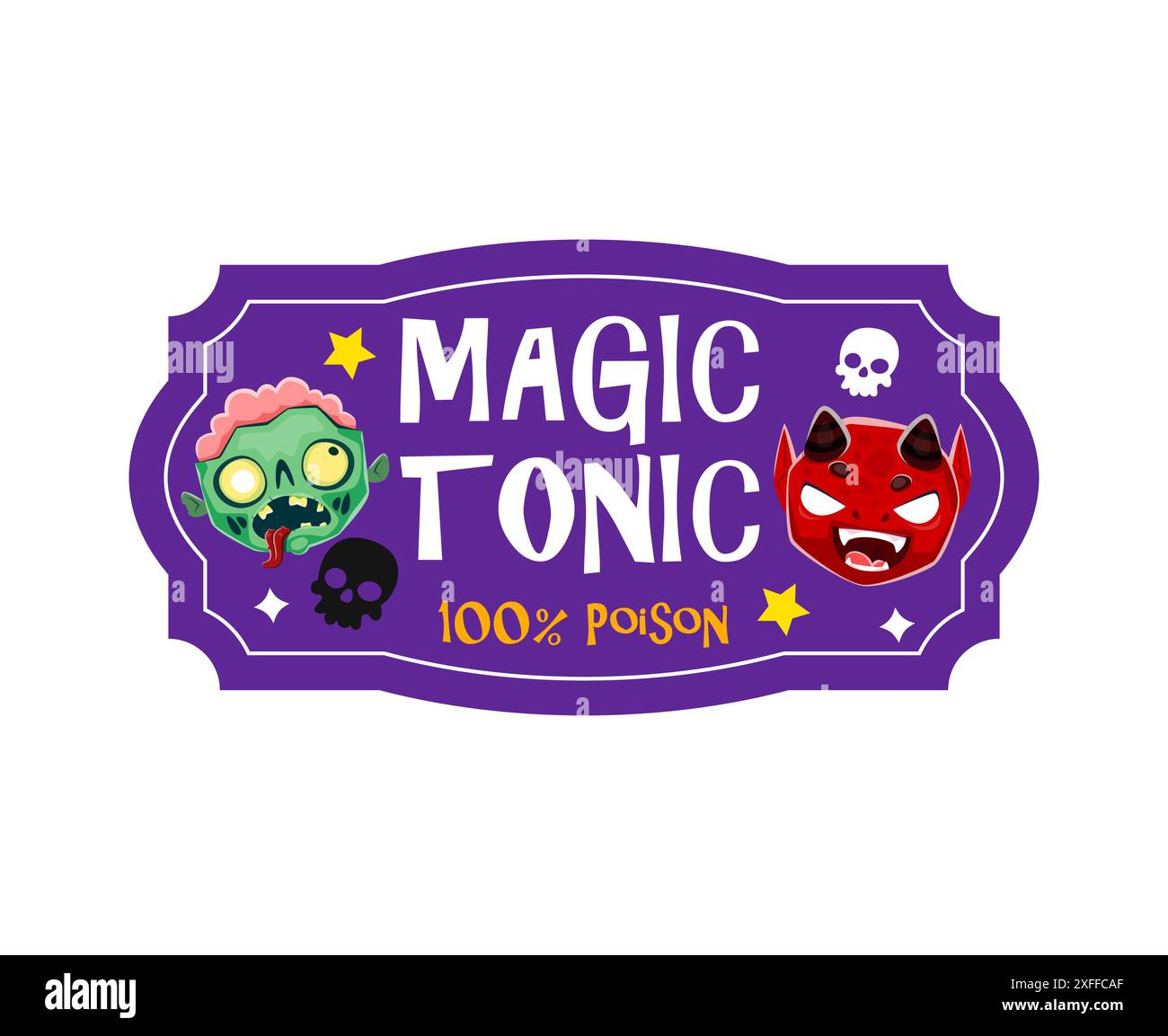 Halloween holiday potion label with monsters faces. Halloween ...