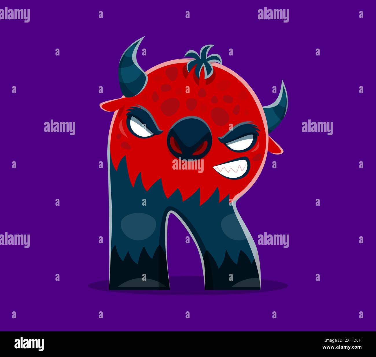 Halloween font, letter R as devil monster character, vector cartoon ...