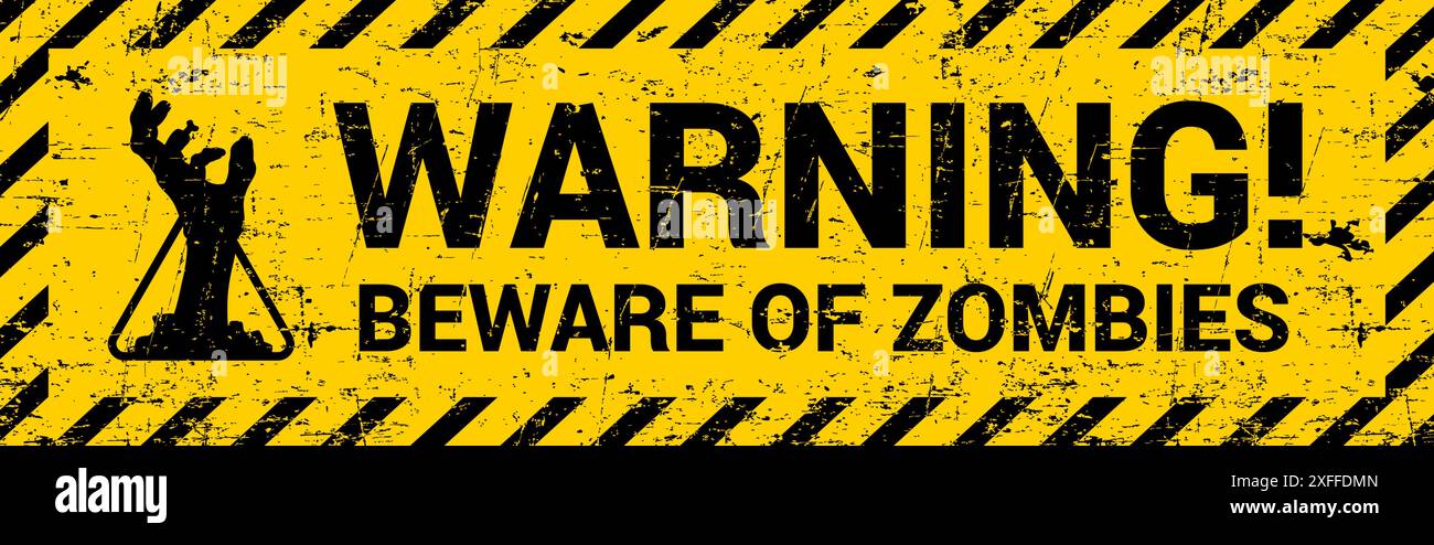 Zombie warning caution banner for Halloween horror night holiday ...