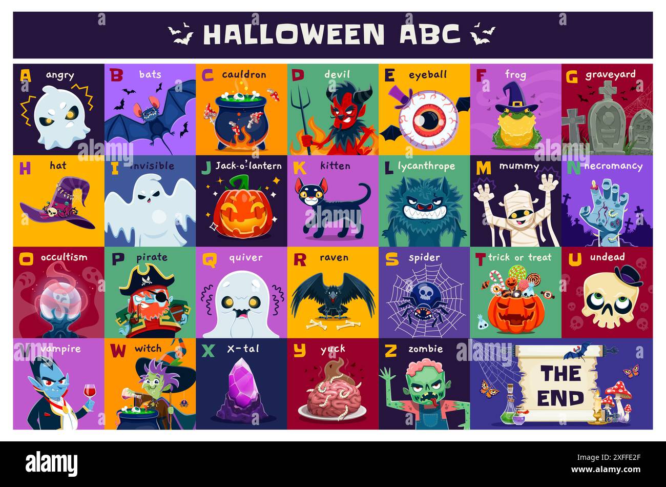 Halloween alphabet, holiday abc, kids type. Vector uppercase letters ...