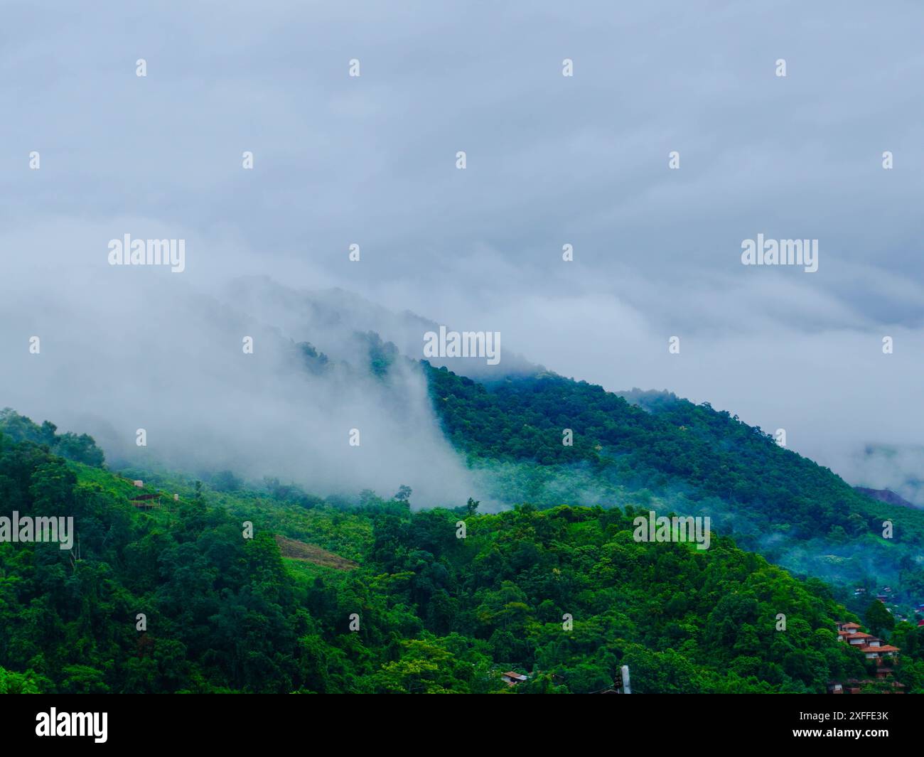 Aerial view of the beautiful Sapan village scenery, a small village in ...