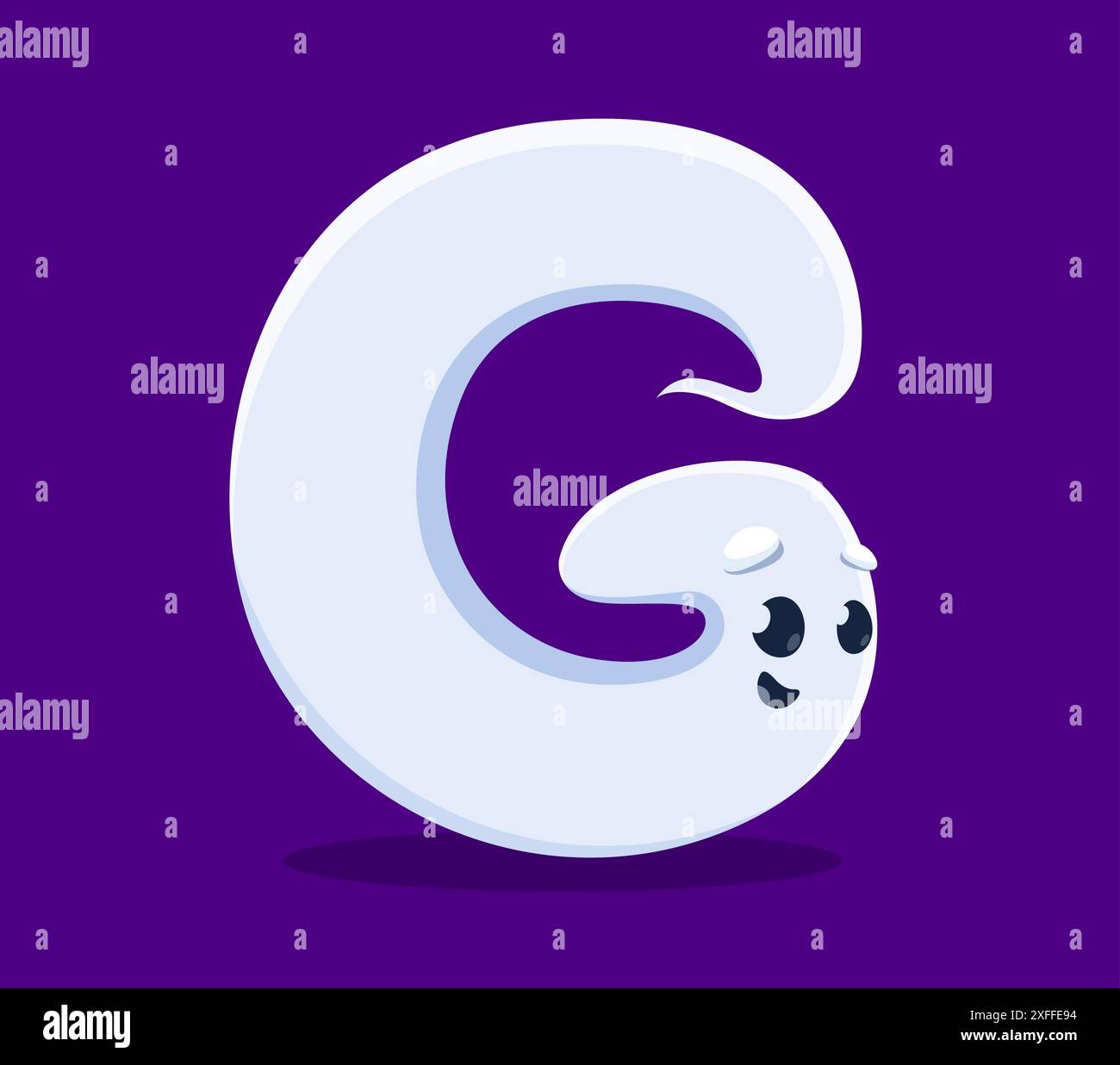 Halloween font, letter G as cartoon boo ghost for kids spooky alphabet ...