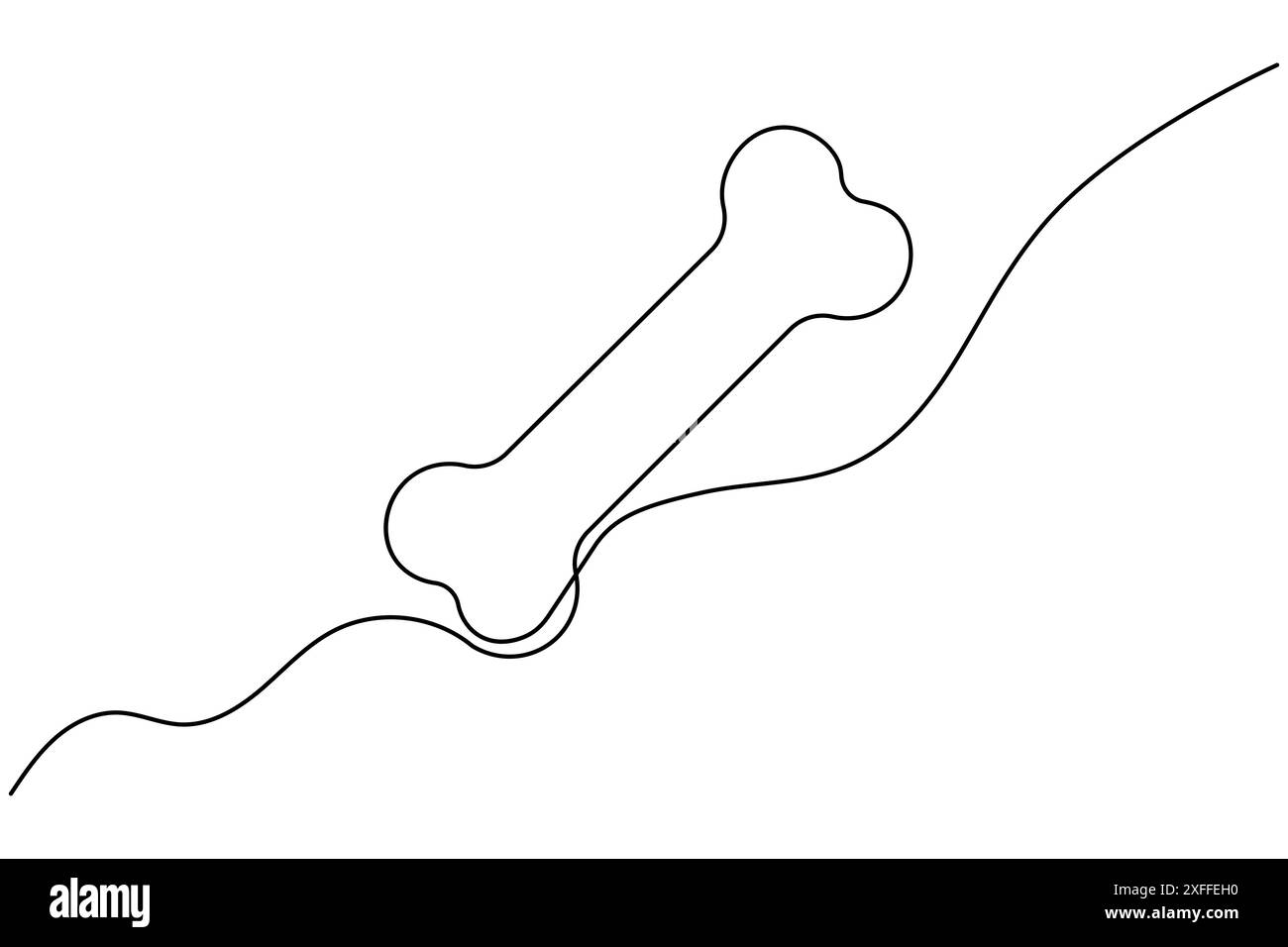 Dog bone continuous one line drawing of isolated outline vector art ...