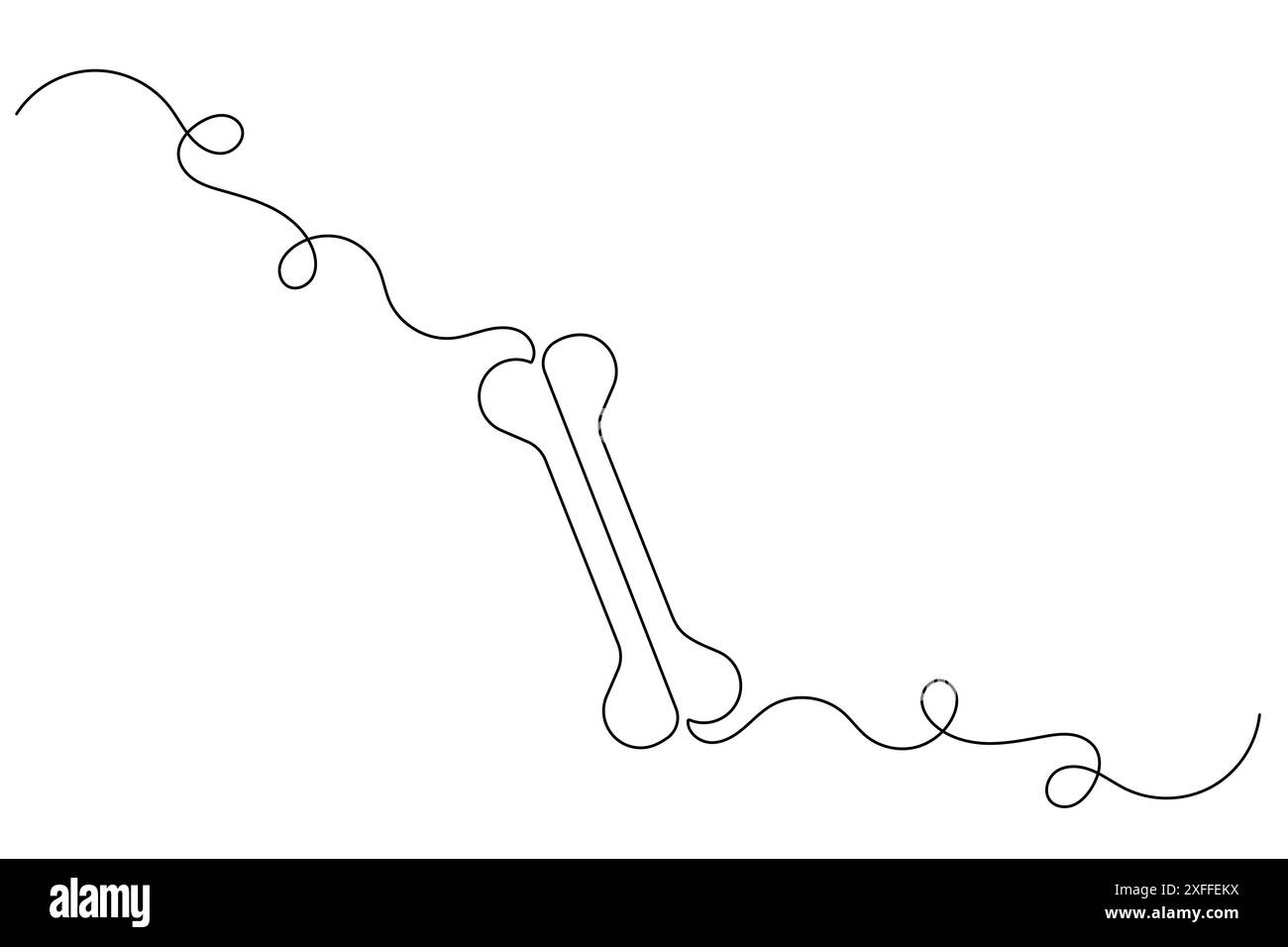 Dog bone continuous one line drawing of isolated outline vector art ...