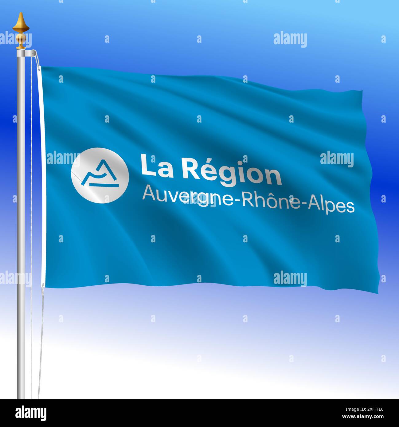 Auvergne Rhone Alpes, regional waving flag, France, European Union ...