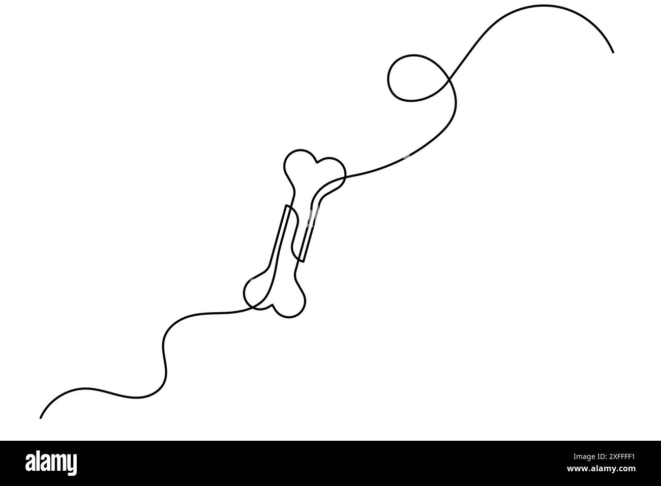 Dog bone continuous one line drawing of isolated outline vector art ...