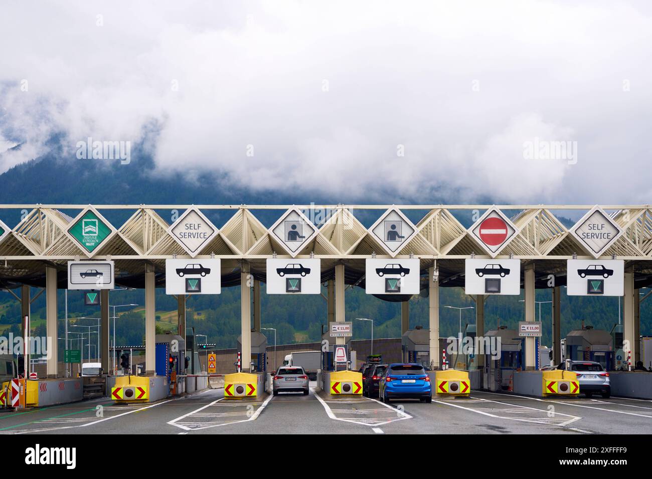 Austria - July 1, 2024: The route toll at the Brenner Pass in Austria ...