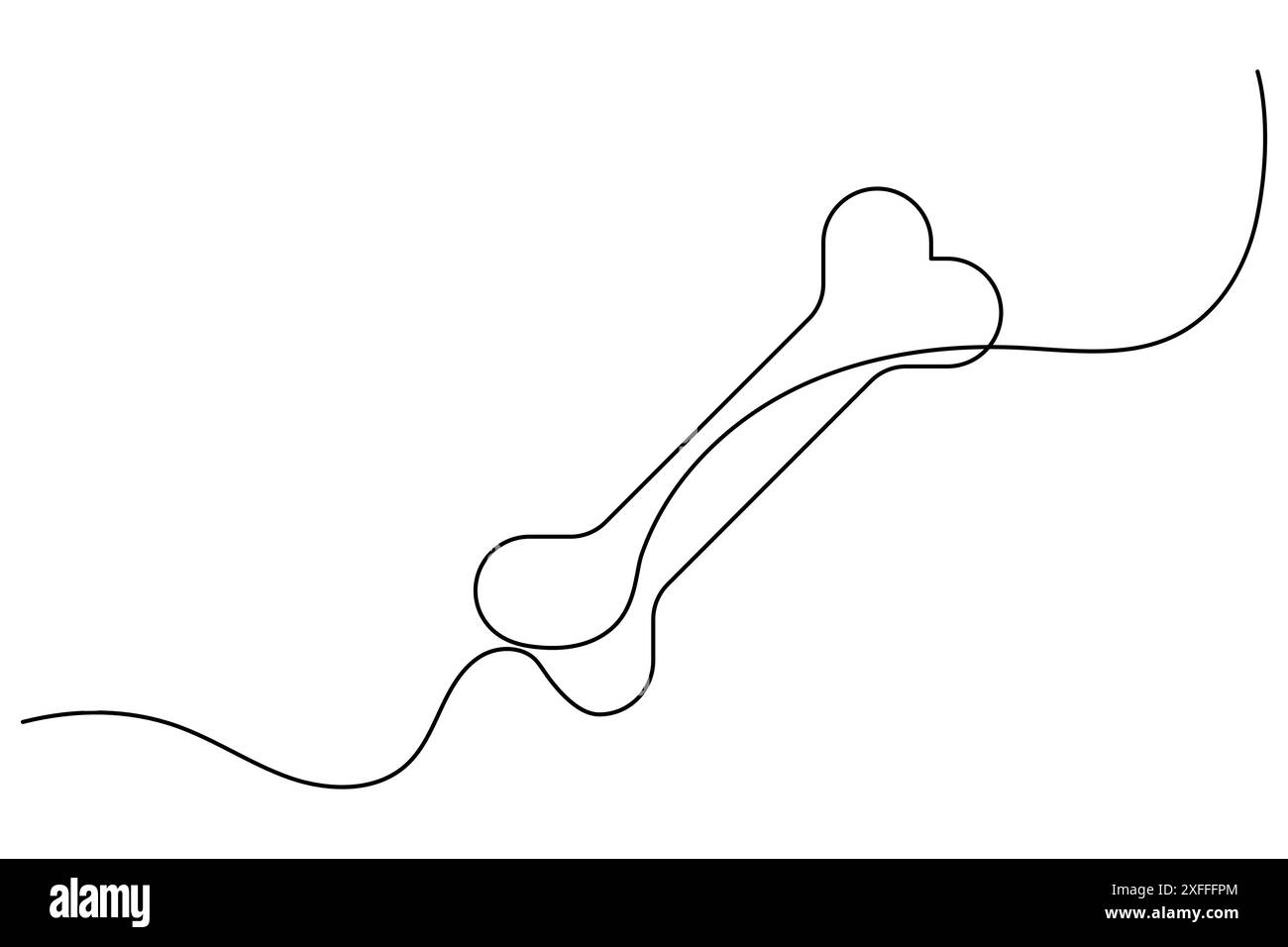 Dog bone continuous one line drawing of isolated outline vector art ...