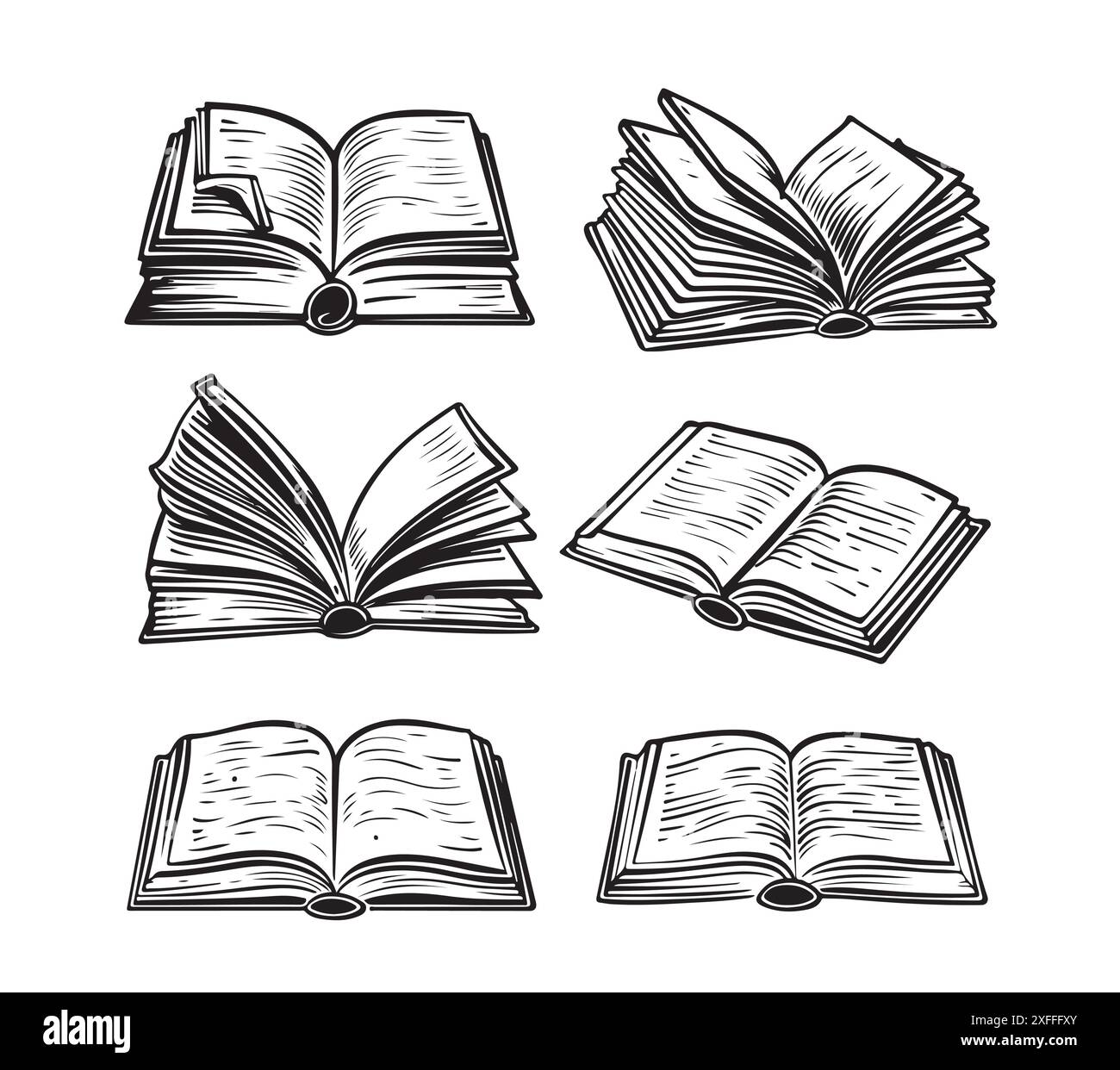 Books vector collection. Pile of books. Hand drawn illustration in ...