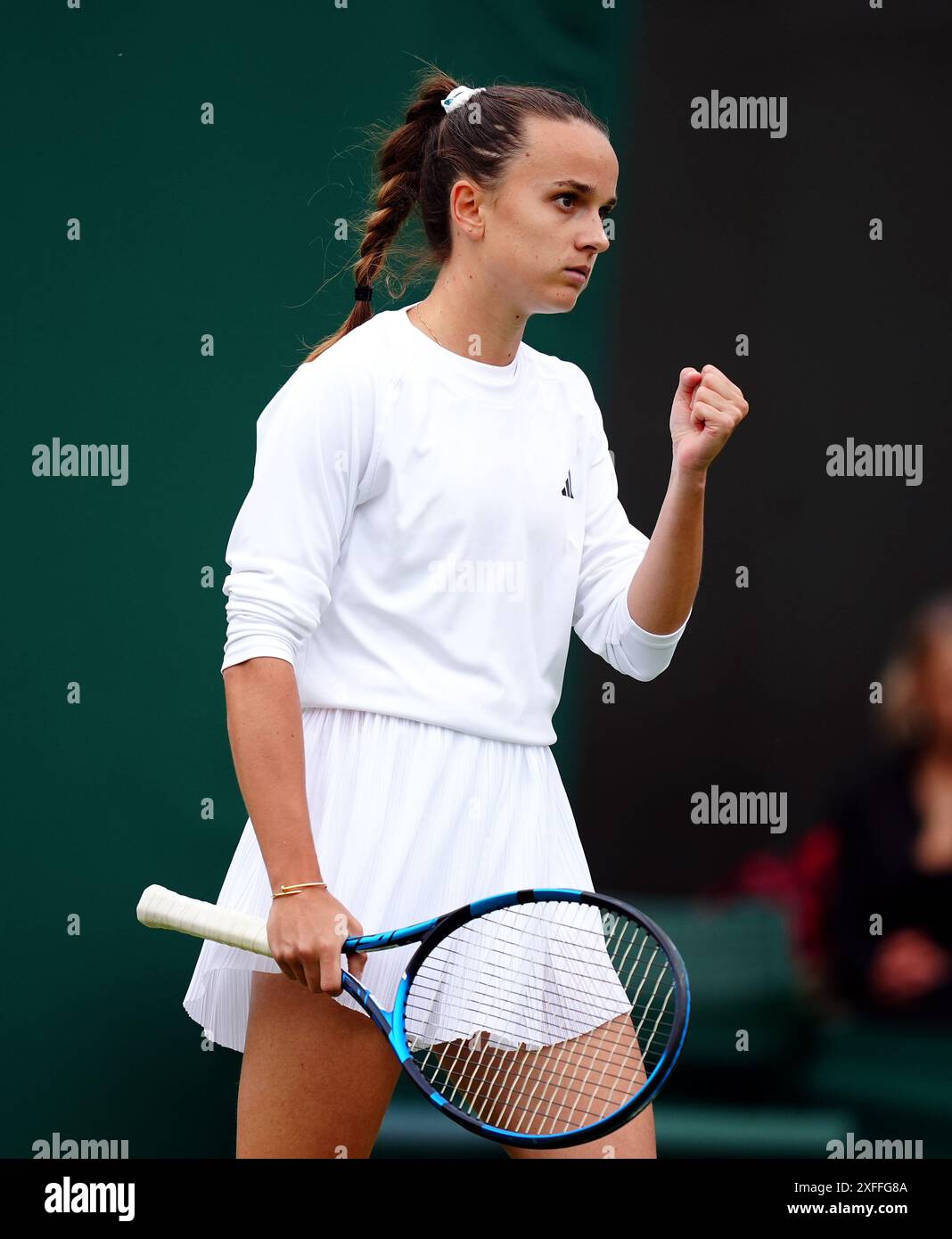 Clara Burel in action against Sonay Kartal (not pictured) on day three ...