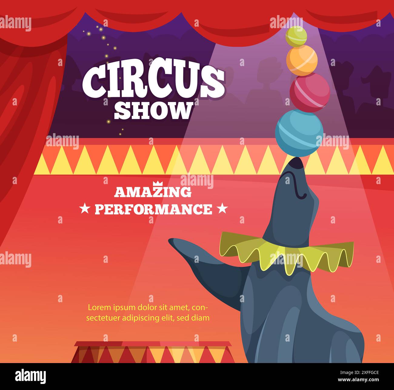 circus show poster. navy seal show performance with circus balls ...