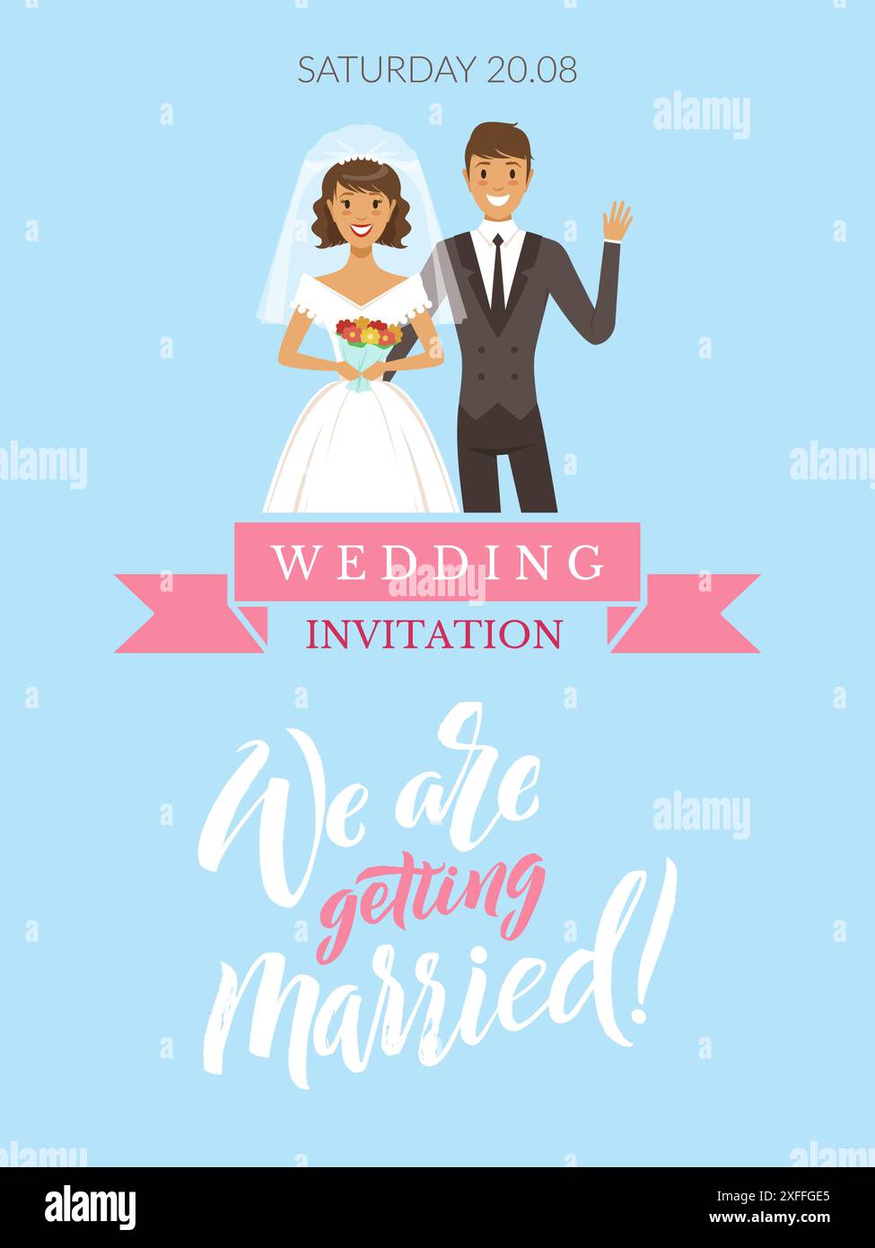 wedding placard. poster with getting married characters wedding ...