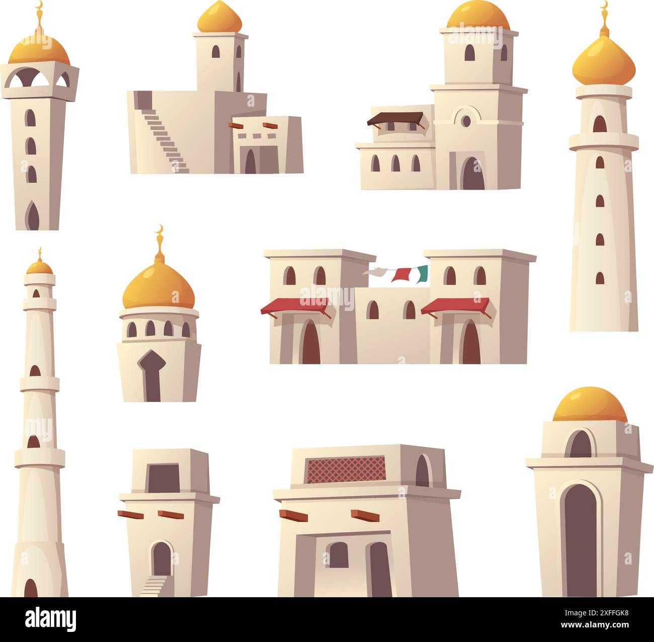 Islamic buildings. Towers columns arches authentic traditional islamic ...