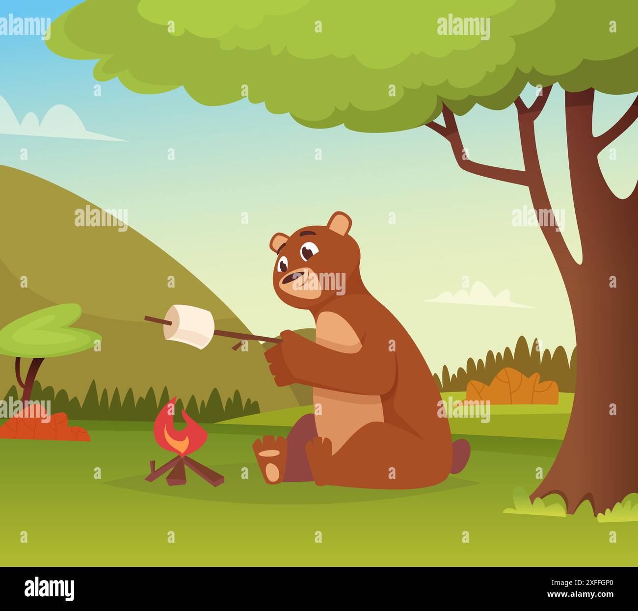 Brown bear sitting in forest Stock Vector Images - Alamy